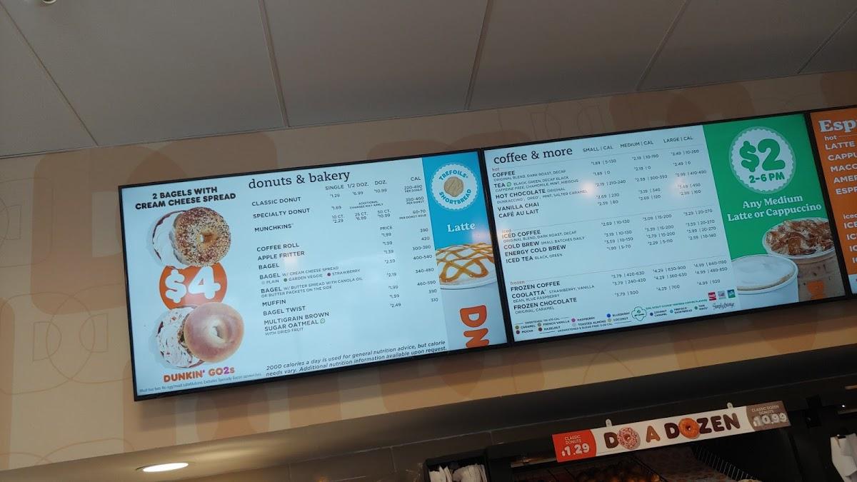 Menu at Dunkin' restaurant, Gardnertown, 301 NY-32