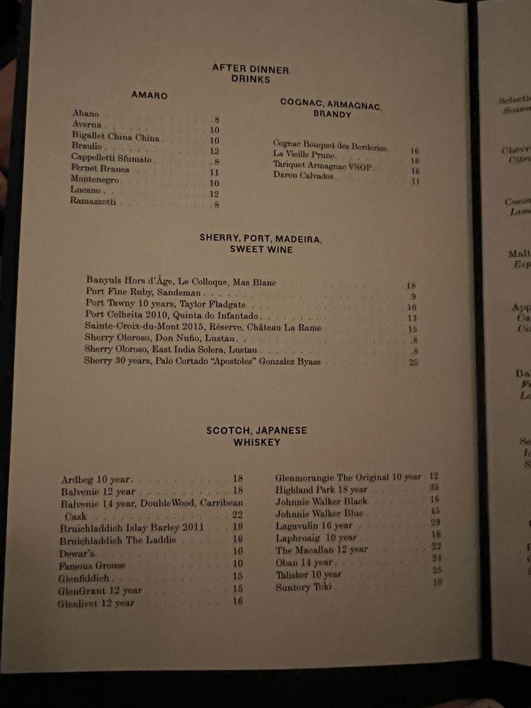 Menu at Gage & Tollner restaurant, New York City