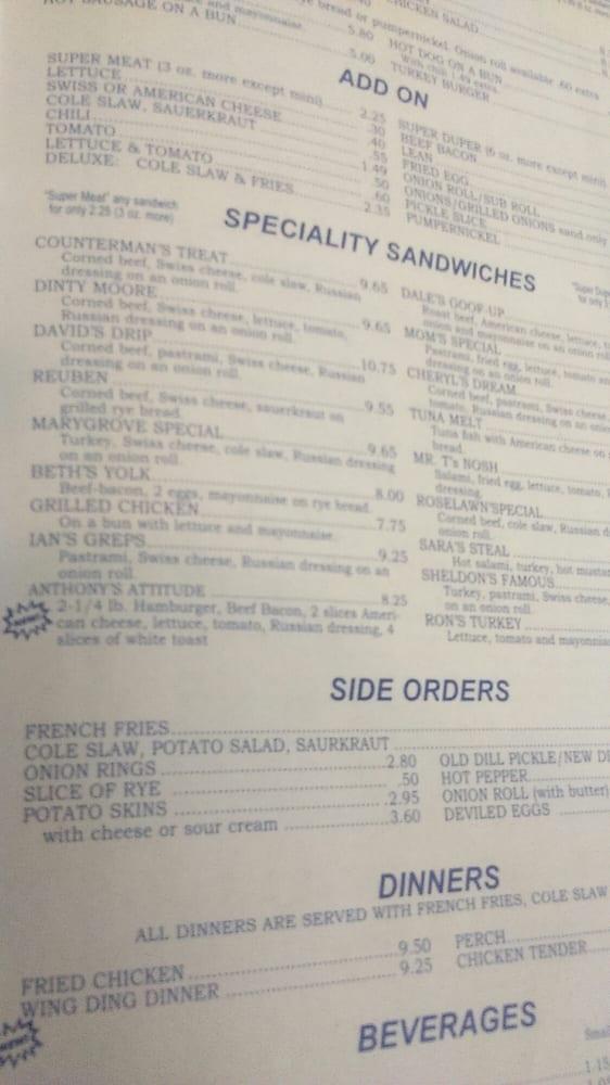 Menu at Lou's Deli restaurant, Southfield, Greenfield Rd