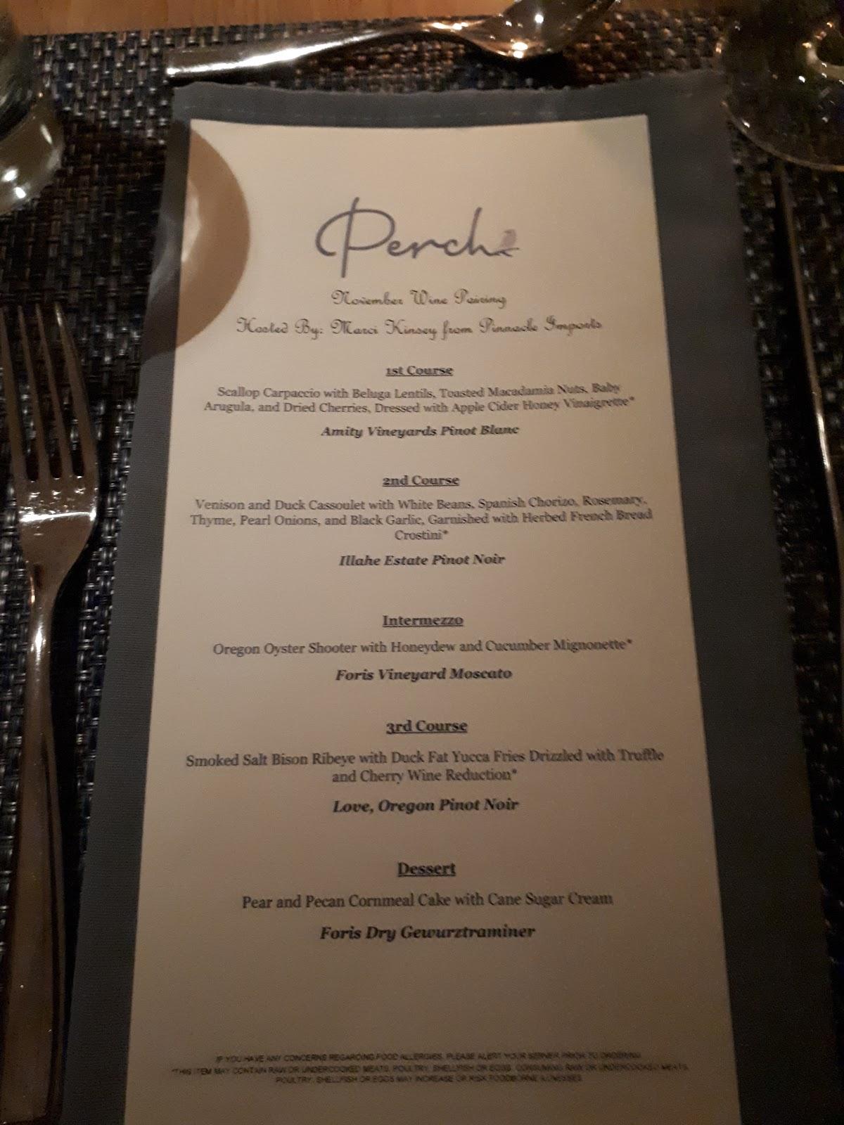 Menu at Perch pub & bar, Gulf Shores