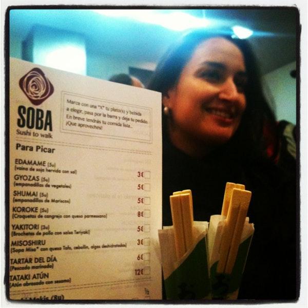 Menu at Soba restaurant, Barcelona, Sardenya