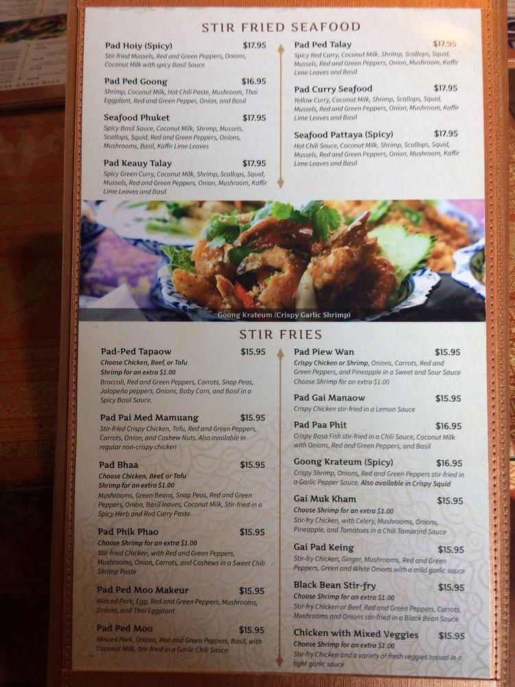 Menu au Syphay Restaurant, Edmonton, 104 Street NW