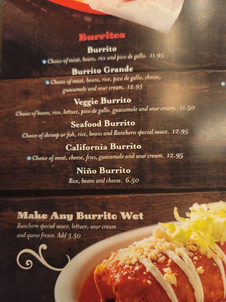 Menu at Taqueria El Ranchero restaurant, Kapolei