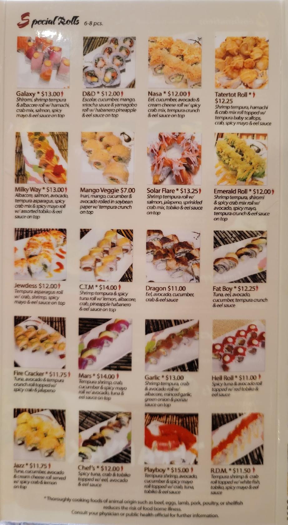 Menu at Tepanyaki Japanese Steak House restaurant, West Jordan, S