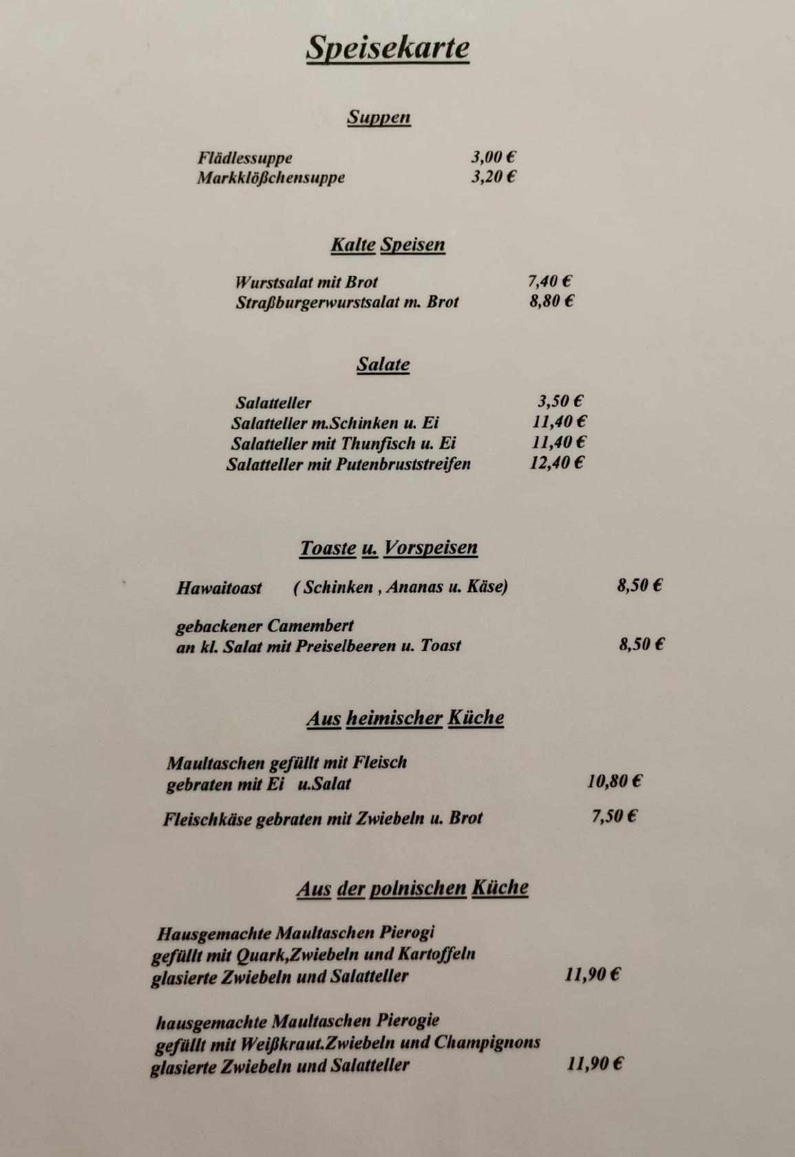 Speisekarte von Bauers Gaststätte restaurant, Eisingen
