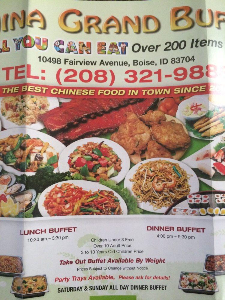 Menu at China Grand Buffet restaurant, Boise