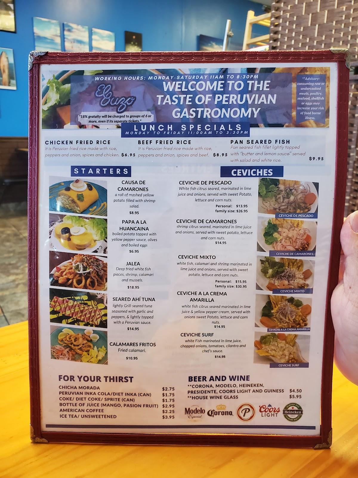 Menu at El Buzo Peruvian Cuisine steakhouse, Cocoa Beach, N Atlantic Ave