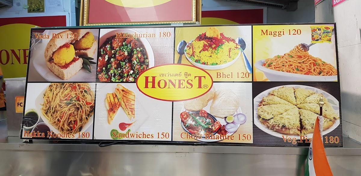 Menu at Honest Vegetarian Indian Restaurant, Bangkok