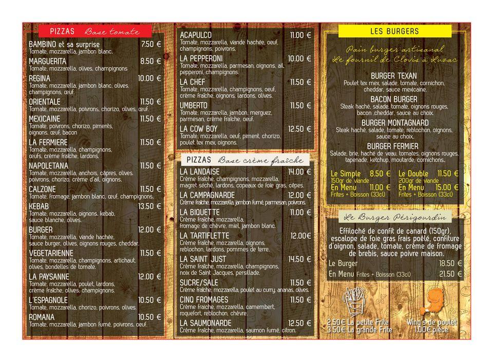 Menu au Le Piment Rouge restaurant, Saint-Just-Luzac