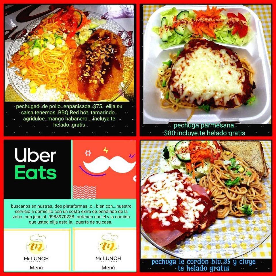 Menu at Mr. Lunch cafeteria, Cancún