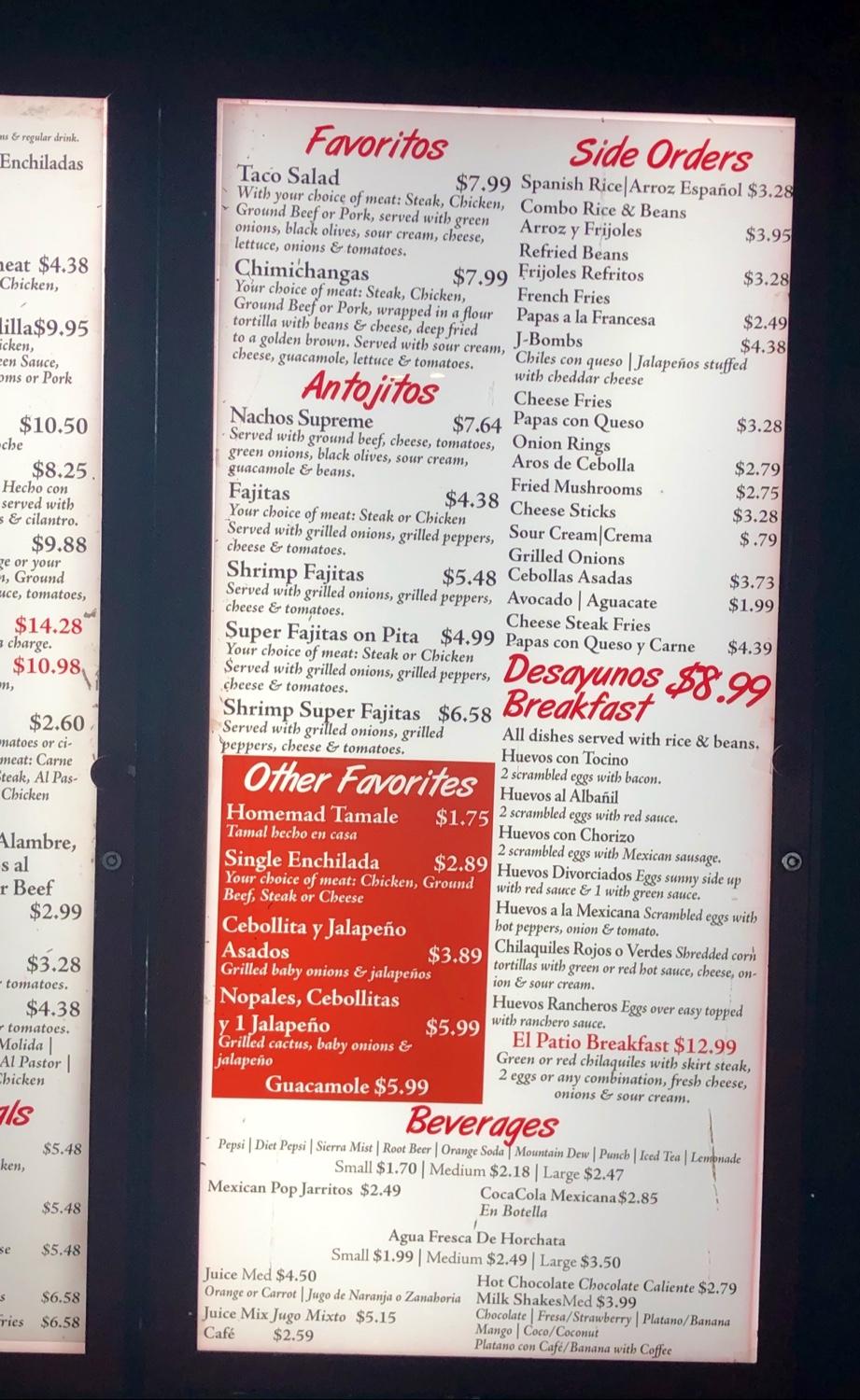 Menu at My Taco Express restaurant, Hanover Park