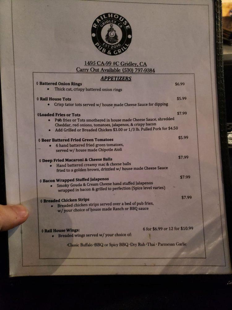 Menu at Gridley CA, Railhouse Pub And Grill, Gridley