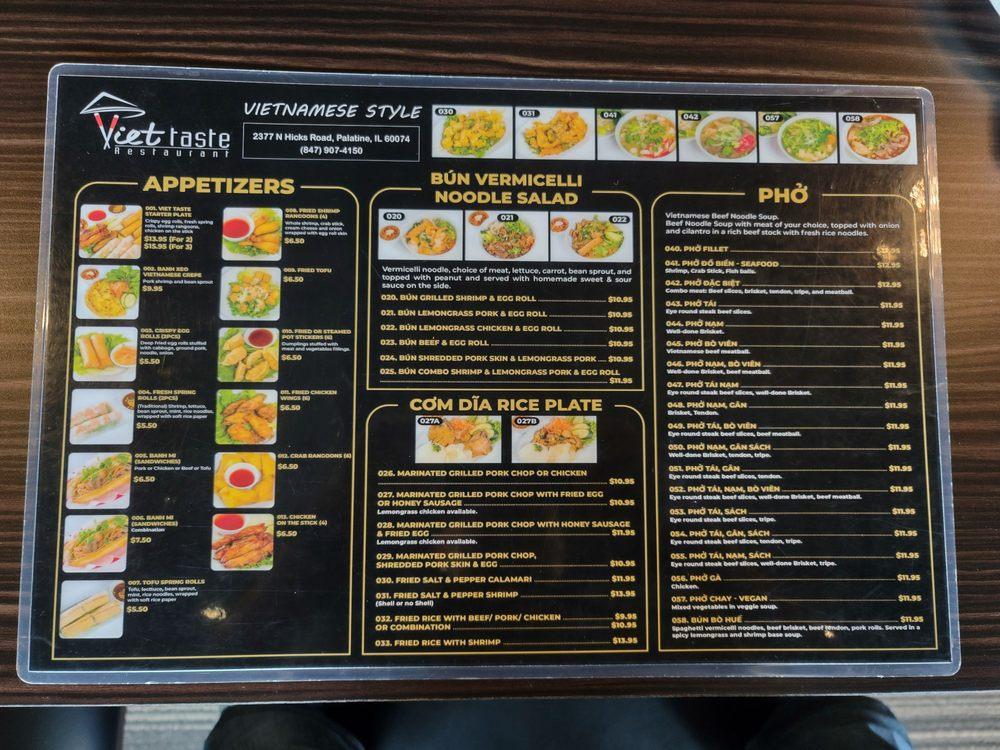 Menu at Viet Taste pub & bar, Palatine