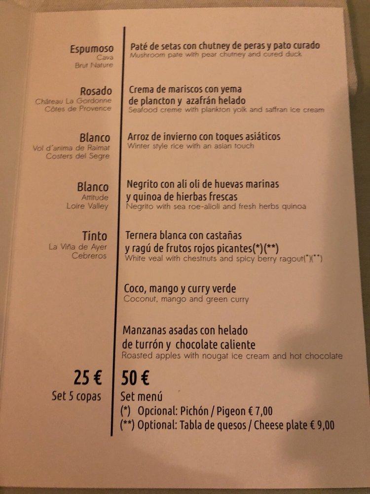 Menu at Adrian Quetglas Restaurant, Palma