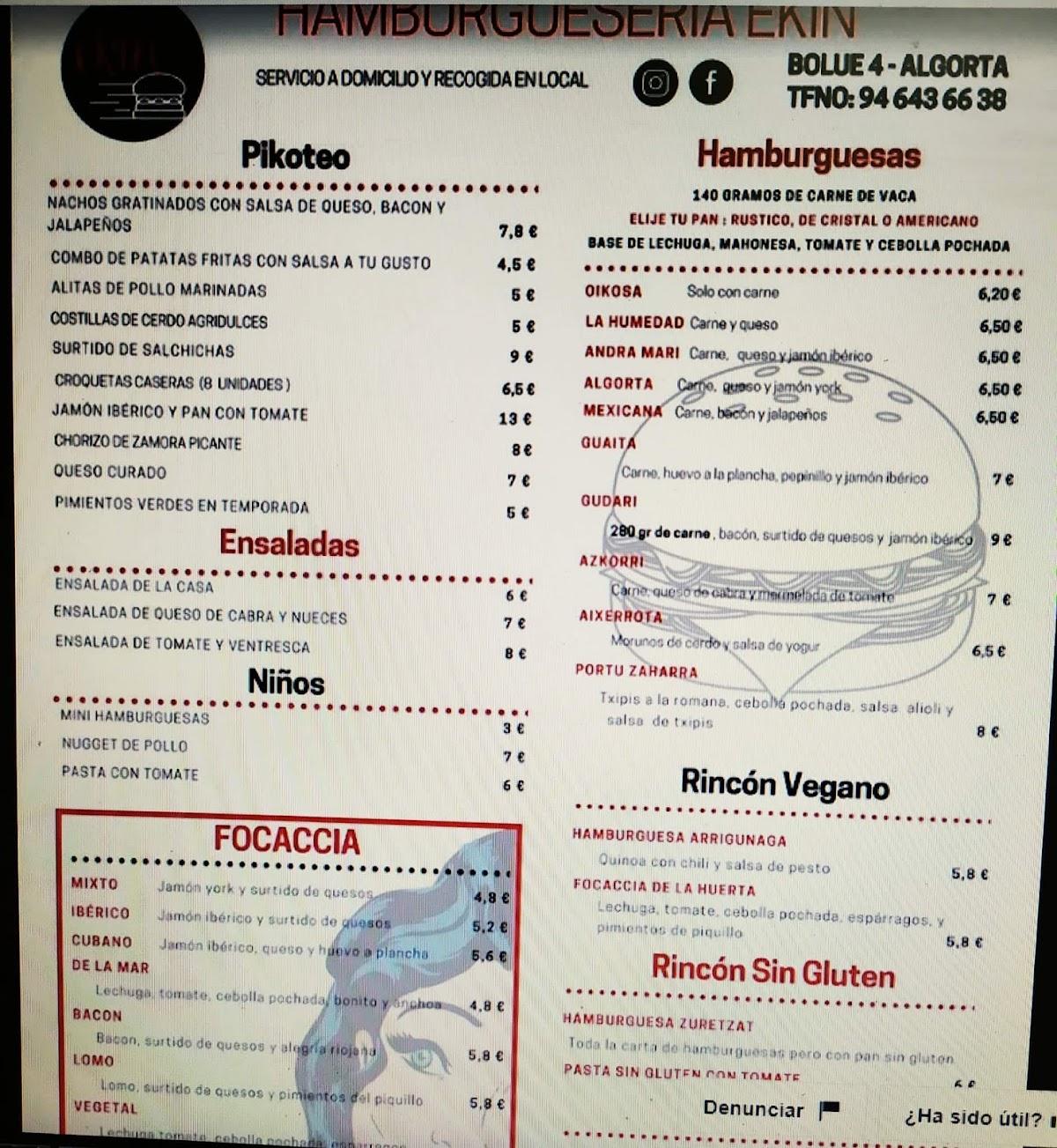 Menu at JATETXE EKIN restaurant, Getxo, Bolue Kalea