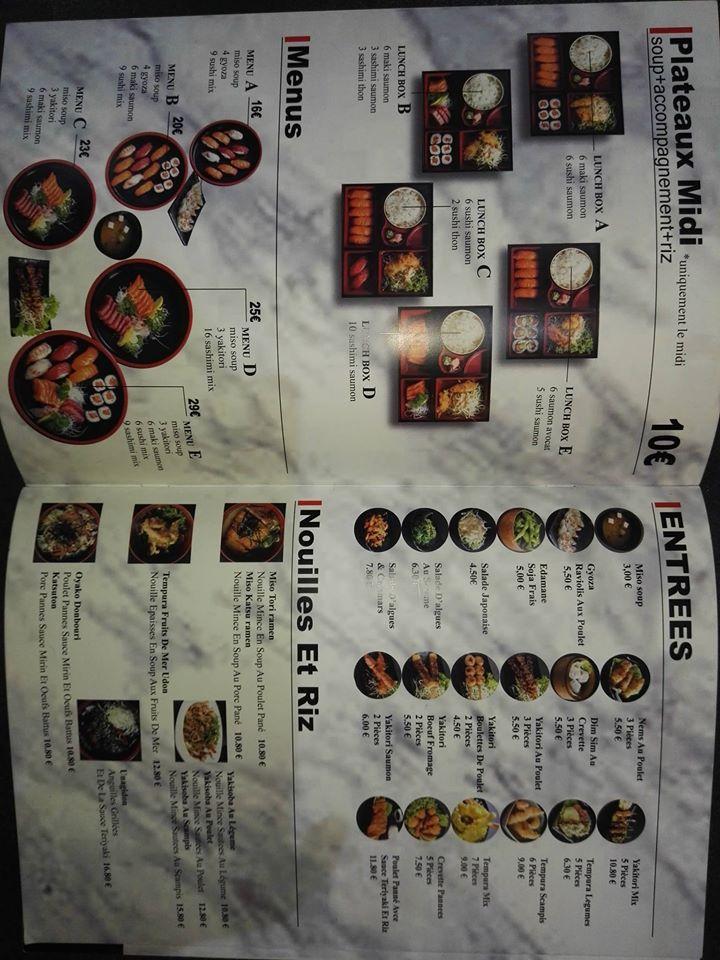 Menu at Sakura, Saint-Gilles, Rue Simonis 2