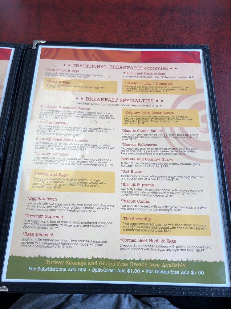 Menu at Randy's Southside Diner restaurant, Clifton, 569 1/2 32 Rd