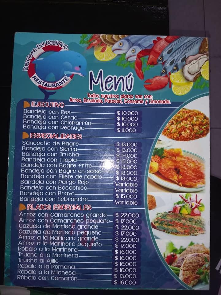 Menu at Restaurante Delfines del Pacifico, Bello