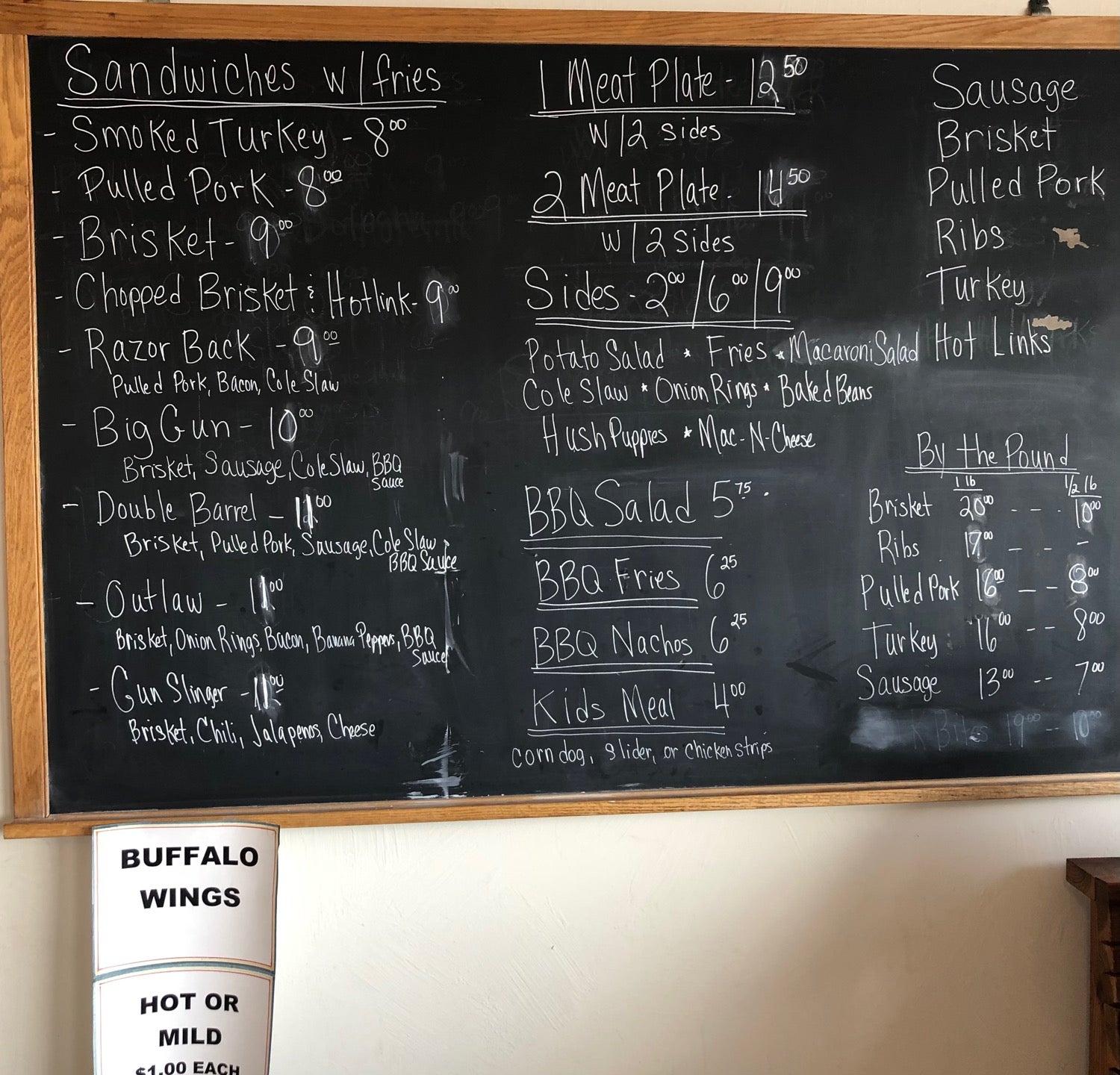 Menu at Smokin' Gun BBQ, Blackfoot