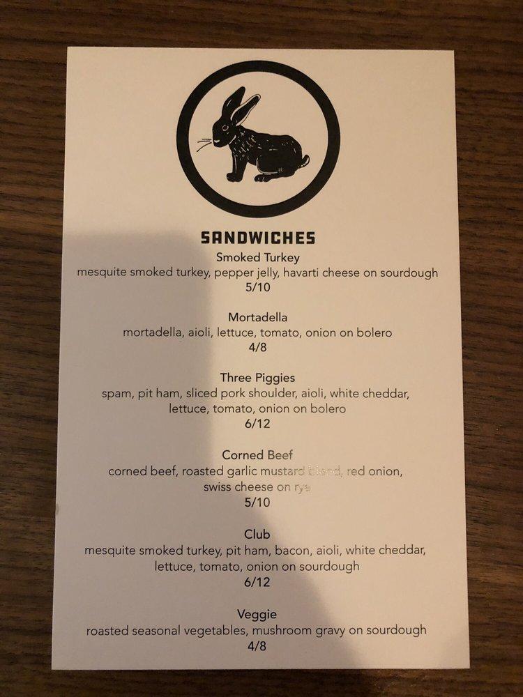 Menu at The Black Rabbit pub & bar, Savannah