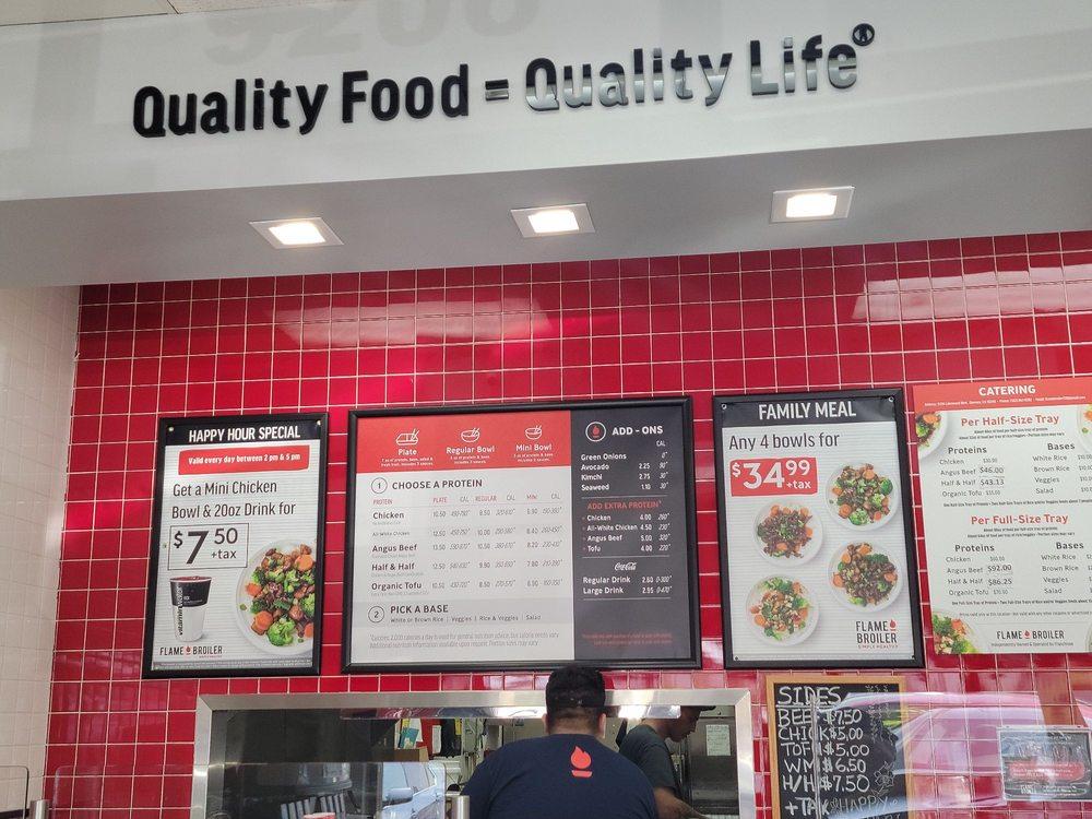 Menu at Flame Broiler fast food, Downey, Lakewood Blvd