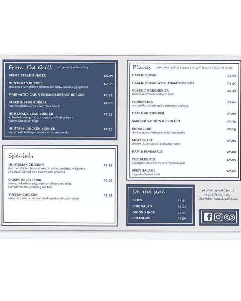 Menu at The Huntsman Restaurant, Barton-upon-Humber