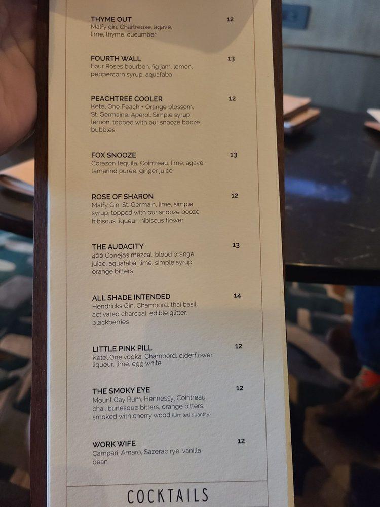 Menu at The Ponce Room Bar & Kitchen, Atlanta