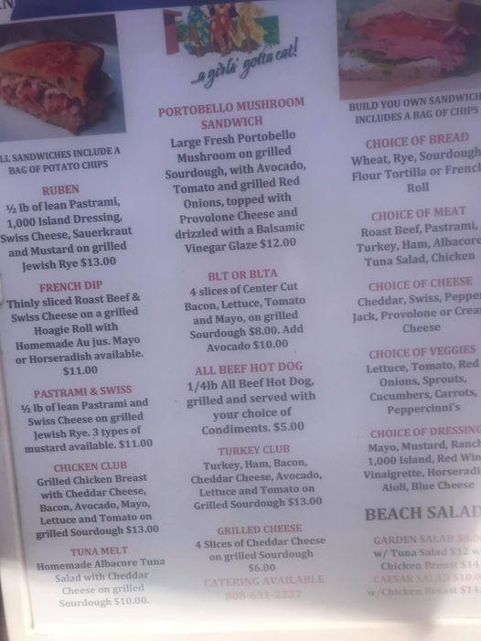 Menu at Wahine Weenies-A Kapaa Beach Sandwich Shack fast food, Kapaa