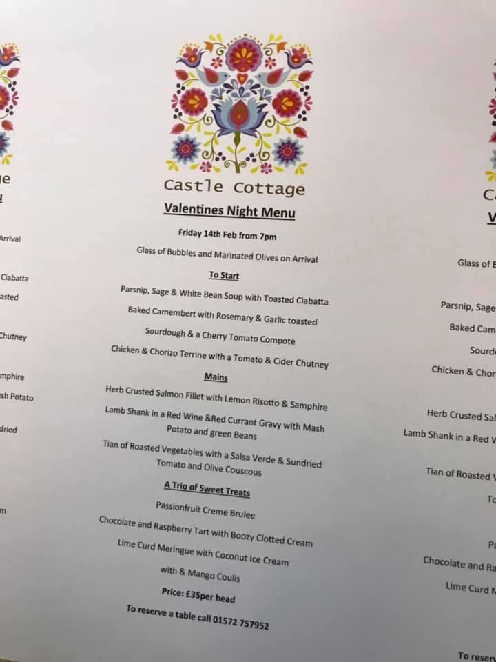 Menu at Castle cottage cafe, Oakham, Castle Cottage