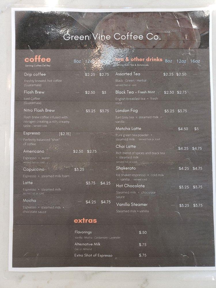 Menu at Green Vine Market cafe, Plano