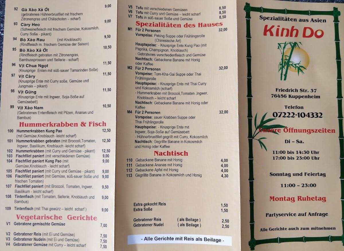 Menu at Kinh Do restaurant, Kuppenheim