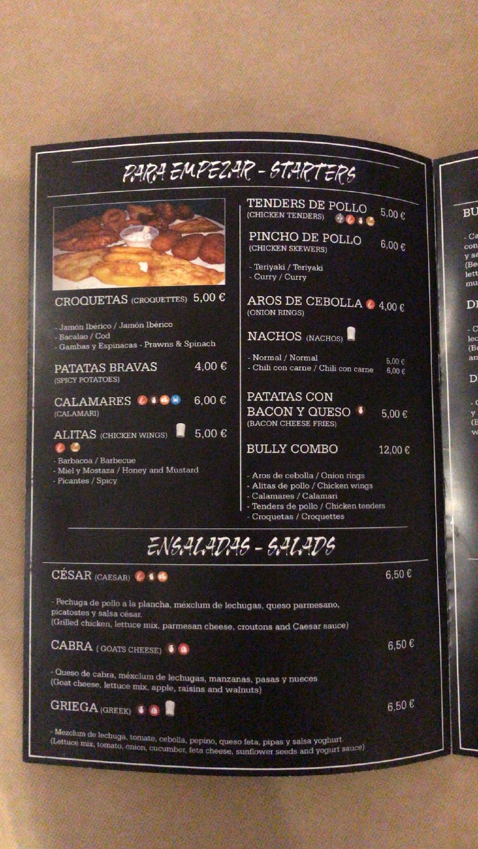 Carta del restaurante Bully Burger Hamburguesería en La Vega Baja ...