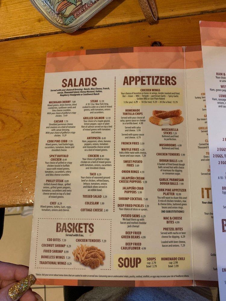 Menu at Cork Pine Eatery & Saloon pub & bar, Vassar, 145 E Huron Ave