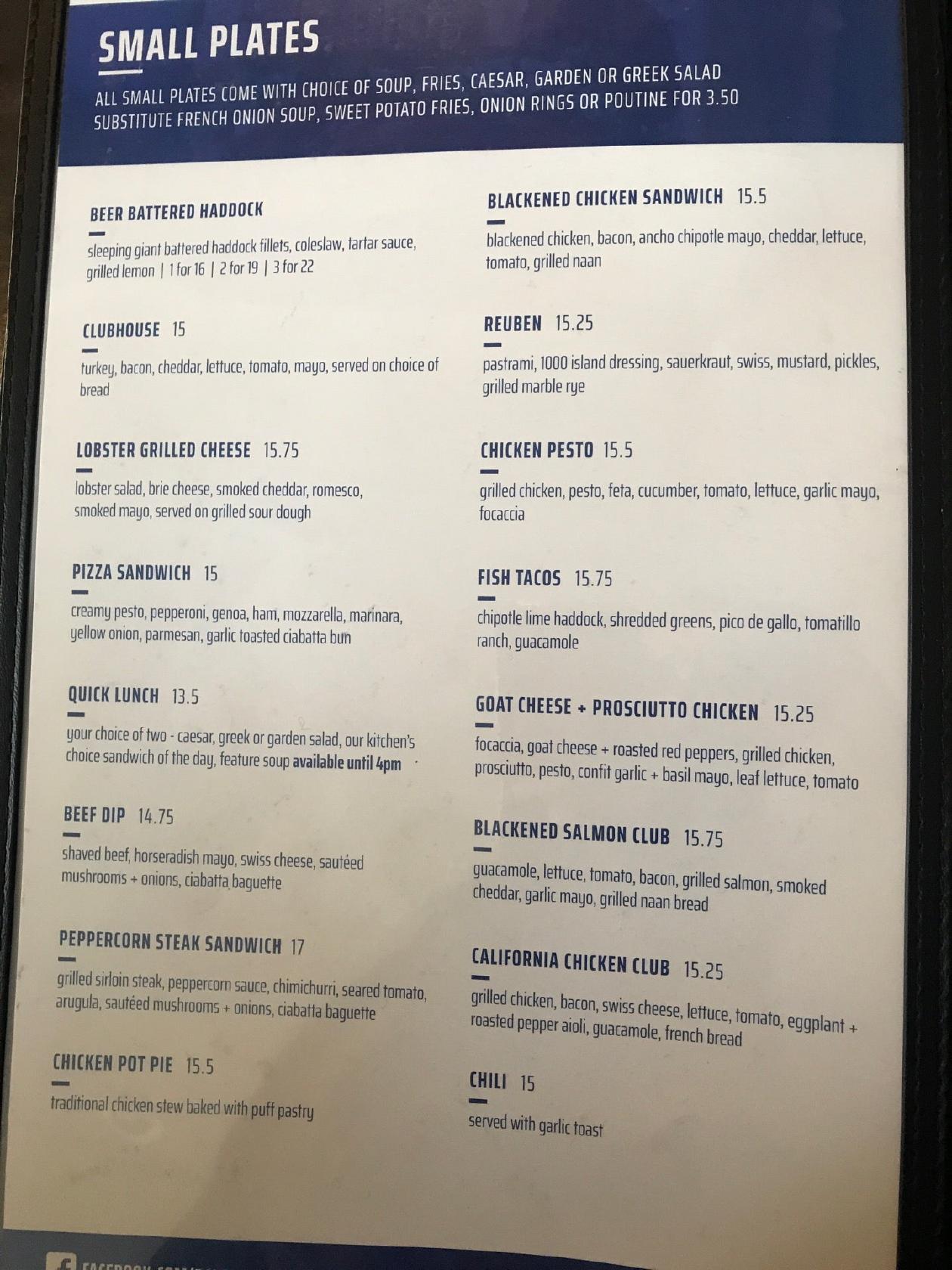 Menu at Daytona's Kitchen + Creative Catering restaurant, Thunder Bay