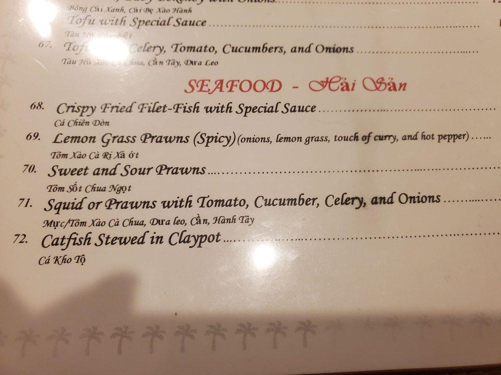 Menu at Kim Huong Vietnamese Restaurant, Salem