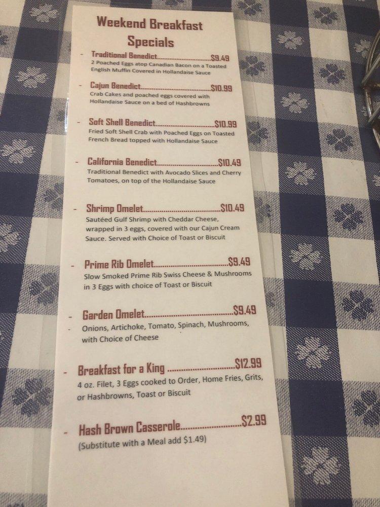 Menu at La Pines Cafe, Slidell