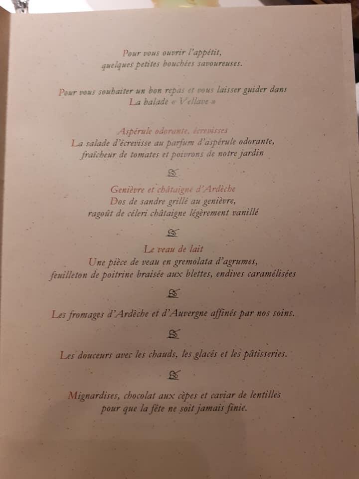 Menu at Régis & Jacques MARCON restaurant, Saint-Bonnet-le-Froid