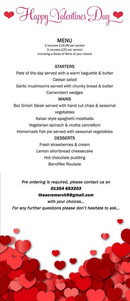 Menu at The Acre pub & bar, March