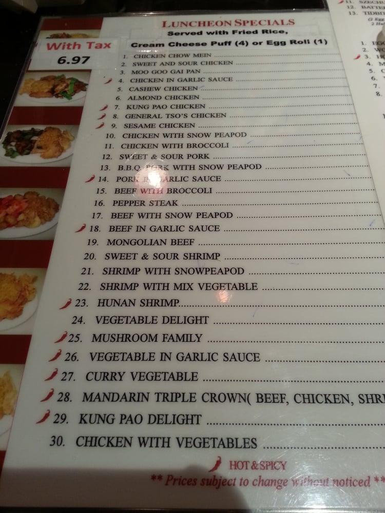 Menu at Asian Bistro restaurant, Spring Park, Shoreline Dr