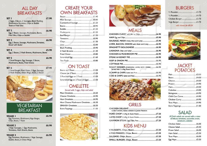 Menu at J.K's Café cafe, Gravesend