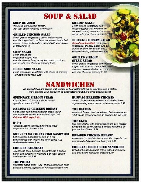 Menu at Bleachers Sports Bar and Grill, Watkins Glen