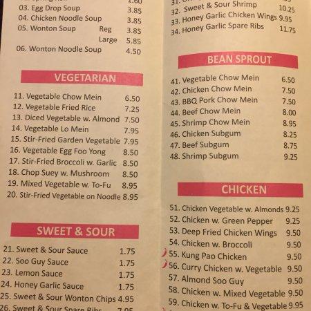 Menu at Heng’s Chinese Restaurant, Petrolia