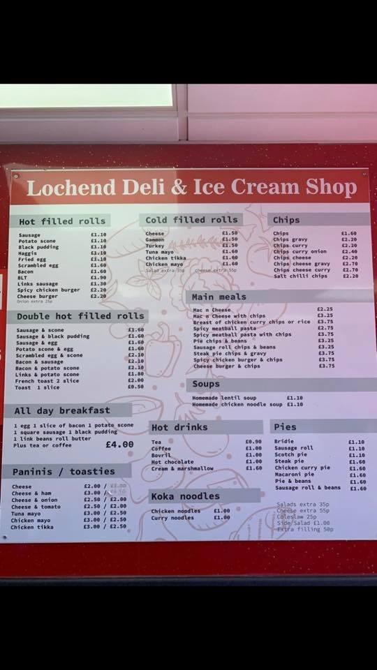 Menu at Lochend Deli restaurant, Glasgow