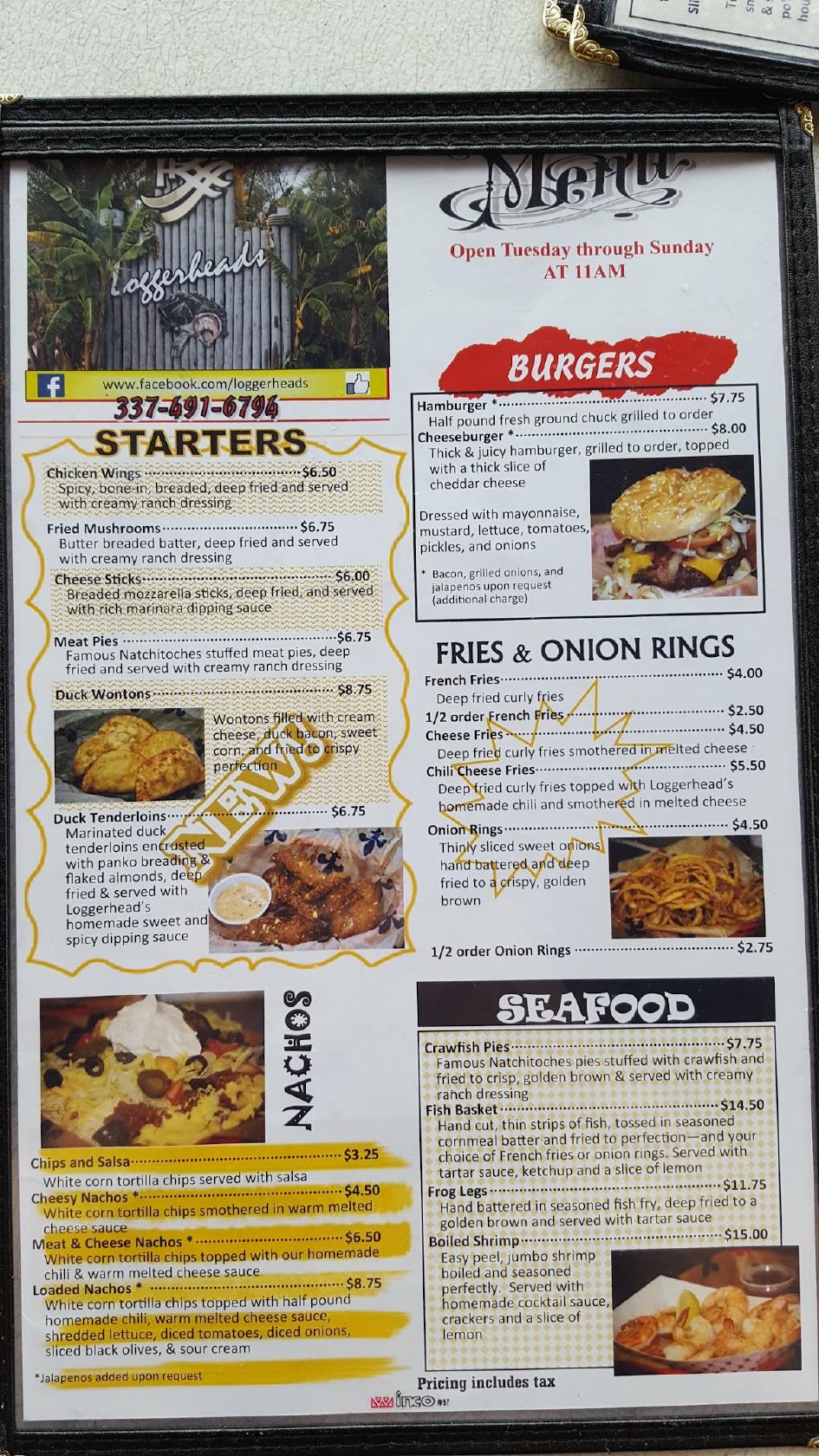 Menu at Loggerheads Bar, Lake Charles, LA-3059
