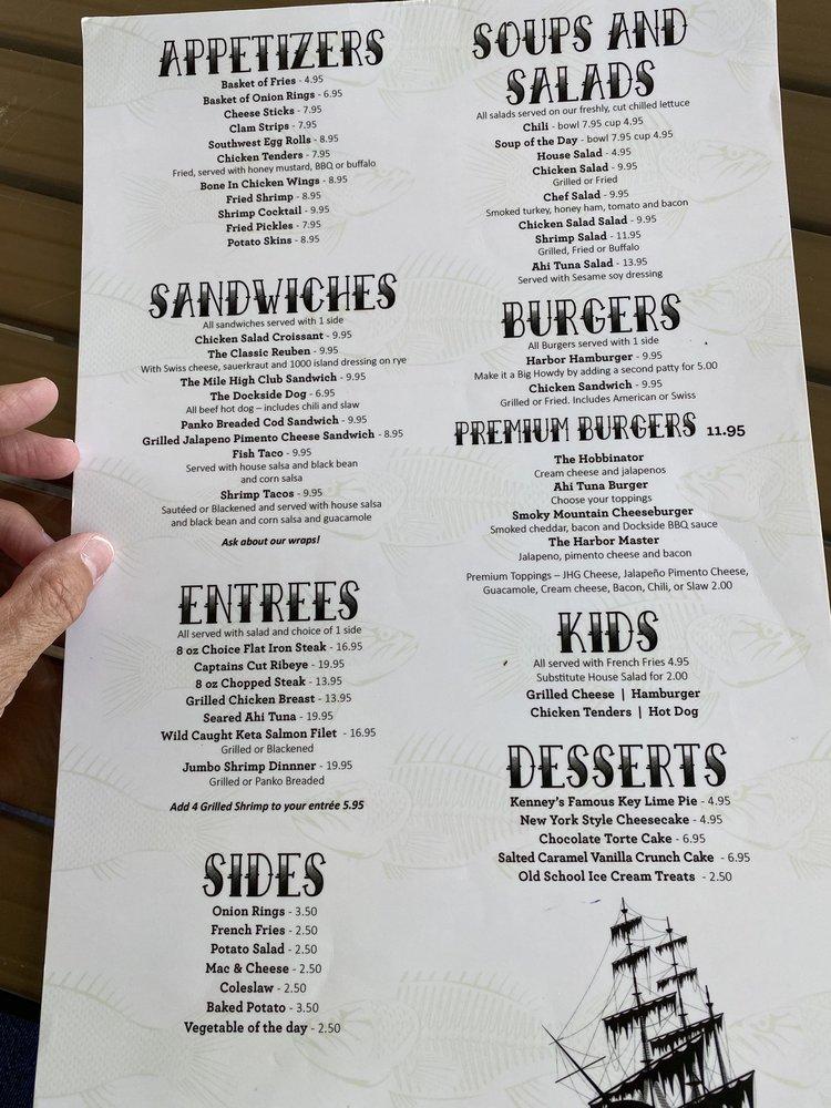 Menu at Dockside Grill at Tellico Marina steakhouse, Vonore, Marina ...