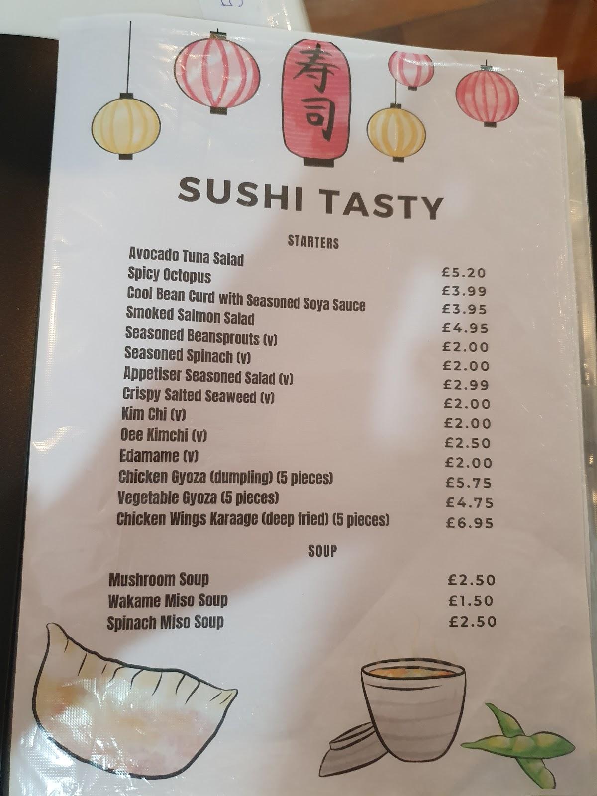 Menu at Sushi Tasty restaurant, Preston, Fishergate