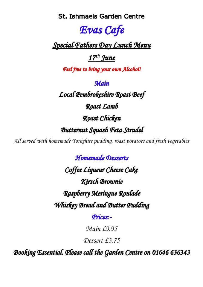 Menu at Taste of Haven restaurant, Milford Haven