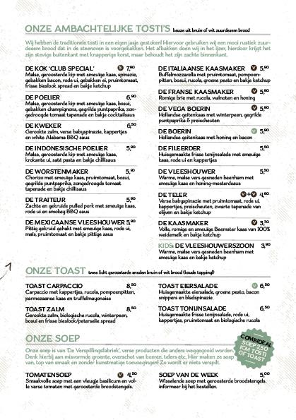 Menu at Toasted & Roasted, Breda
