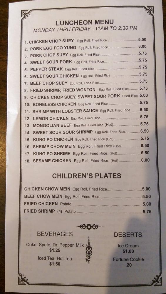 Menu at China Inn Restaurant, Albuquerque