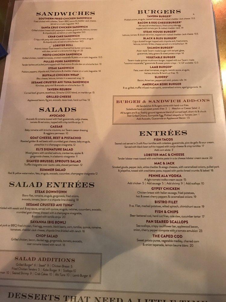 Menu at Eli's Tavern pub & bar, Milford